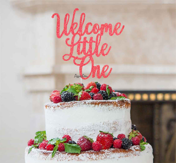 Welcome Little One Baby Shower Cake Topper Glitter Card – LissieLou